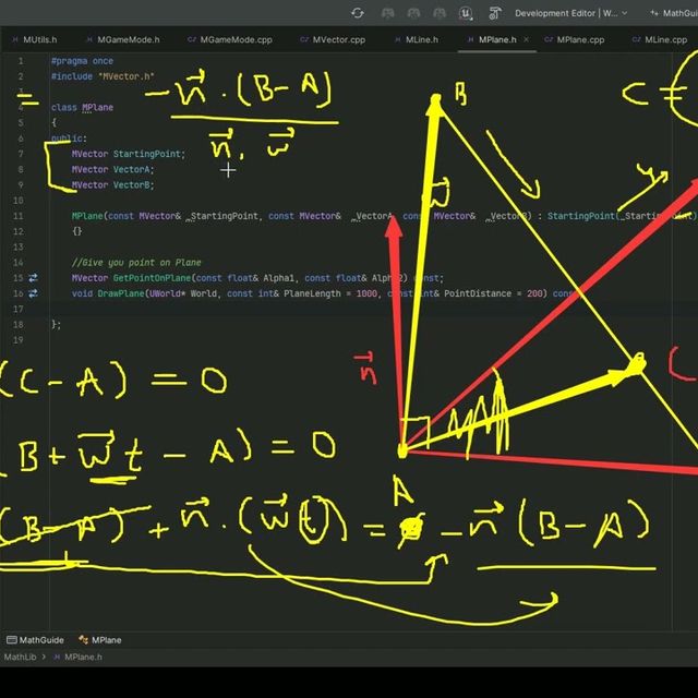 15. Plane intersection with Line | Essential Mathematics for Game Programming in UE 5.3 ...
