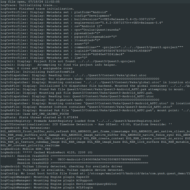 Access UE Development Logs on Meta Quest 3 | Community tutorial